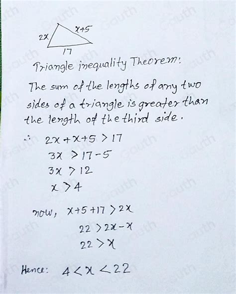 Solved Using The Triangle Inequality Theorem Find The Inequality That Represents The Possible