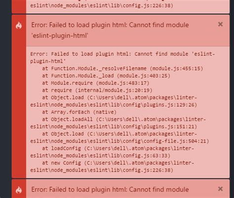 Error Failed to load plugin html Cannot find module eslint plugin html 求助 Atom 中文社区