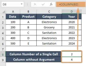 How To Use COLUMN Function In Excel Examples
