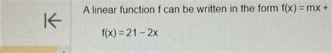 solved a linear function f ﻿can be written in the form