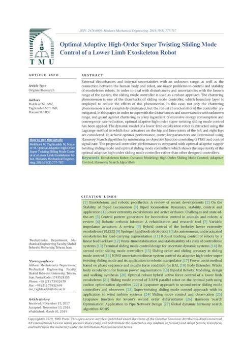 Pdf Optimal Adaptive High Order Super Twisting Sliding Mode Journalsmodaresacirarticle