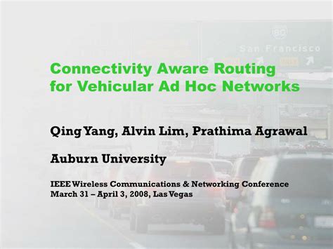 ppt connectivity aware routing for vehicular ad hoc networks powerpoint presentation id 24355