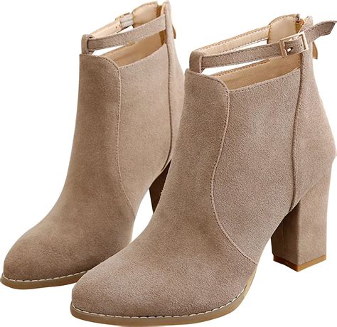 Botas Mujer Elegantes Con Correa En El Tobillo Tacón Alto Botines Para