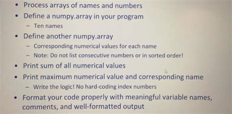 Solved Process Arrays Of Names And Numbers Define A