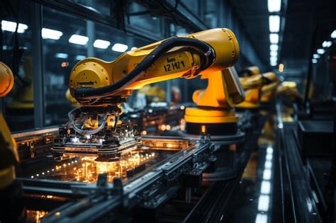 Premium Photo Automated Manufacturing Process With Fanuc Robotic Arm
