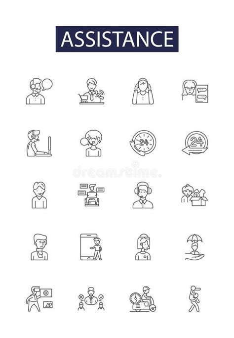 Assistance Line Vector Icons And Signs Aid Support Advise