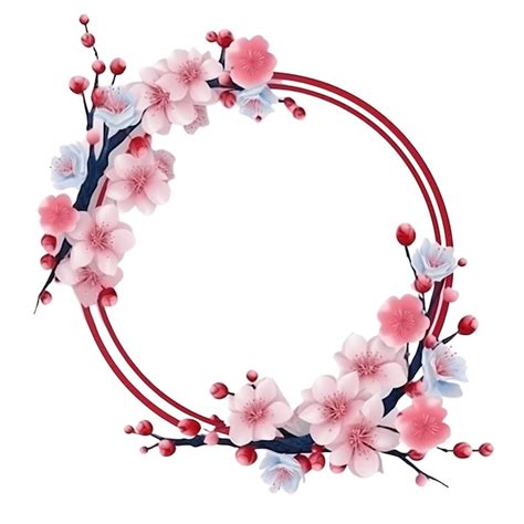 Premium Psd Wedding Floral Frame Eclipse Shape Frame Japanese Style