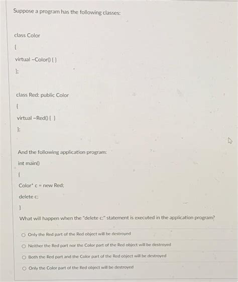 Solved Suppose A Program Has The Following Classes Class