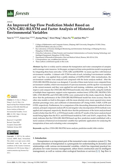 Pdf An Improved Sap Flow Prediction Model Based On Cnn Gru Bilstm And