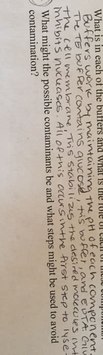 Solved What Is In Each Of The Butters And What Is Buffers