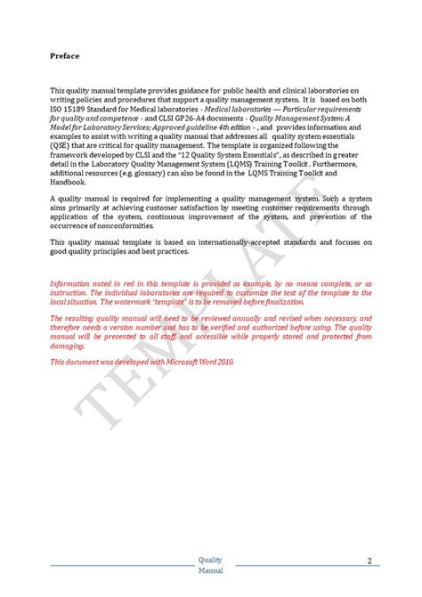 How To Write A Quality Manual For A Laboratory Have A Look At This Quality Management Template