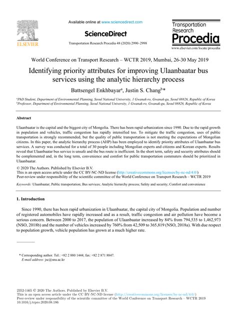 Pdf Identifying Priority Attributes For Improving Ulaanbaatar Bus