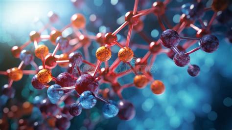 Colorful Detailed View Of Molecule Scientific Image Of Cell Membrane Macro Shot Of Liquid