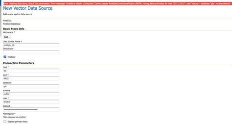 unable to add postgis as a data source from geoserver web interface