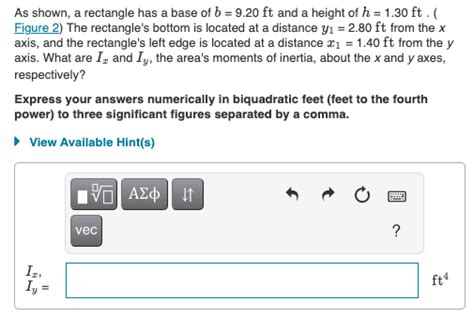 Solved As Shown A Rectangle Has A Base Of B 9 20 Ftft Chegg Com