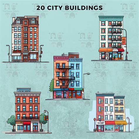 20 City Buildings Clipart Pack Instant Download 20 Building