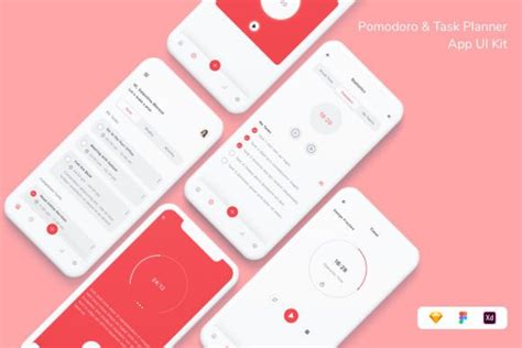 pomodoro and task planner app ui kit graphic by betush · creative fabrica
