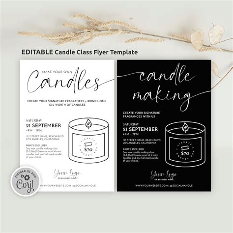 Diy Candle Class Flyer Template Minimal Candle Making Promo Fragrance