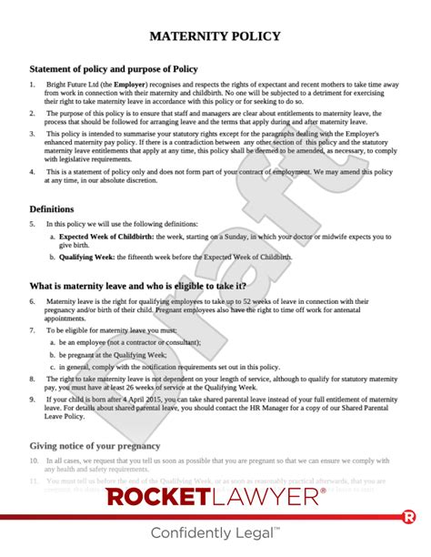 Maternity Leave Policy Template