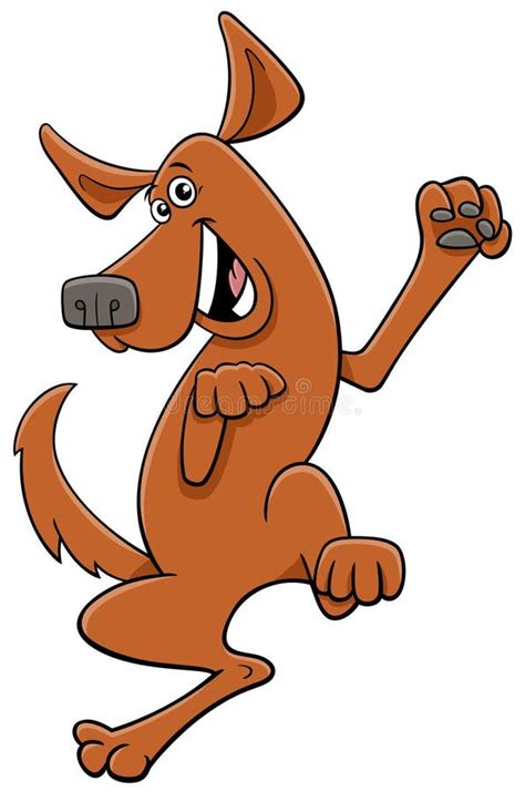 Happy Cartoon Brown Dog Animal Character Jumping Stock Illustration Illustration Of Graphic