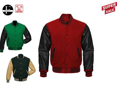 Mens Leather Sleeves And Wool Body Letterman College Baseball Varsity