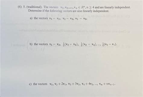 Solved Traditional The Vectors V V VnRn N And Chegg