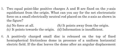 Two Equal Point Like Positive Charges A And B Are Fixed On The Y Axis Equ