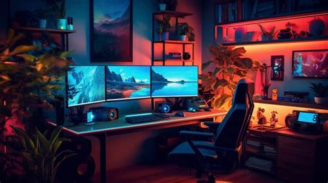 Premium Photo A Photo Of High Tech Gaming Setup With RGB Lighting