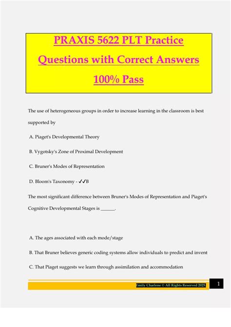 Praxis 5622 Plt Practice Questions With Correct Answers 100 Pass Praxis Stuvia Us