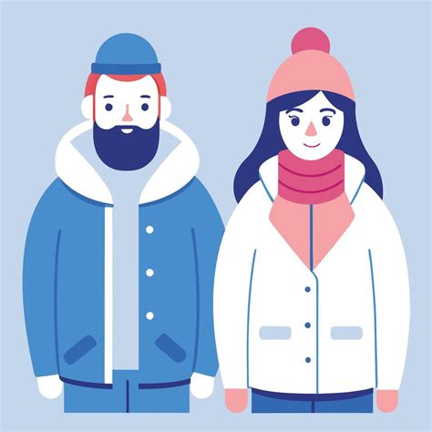 Winter Man And Woman In Winter Clothes Illustration 51589574 Vector Art