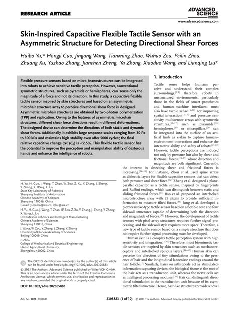 Pdf Skin‐inspired Capacitive Flexible Tactile Sensor With An