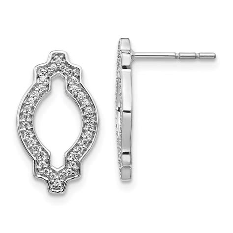 14k White Gold Real Diamond Fancy Earrings Goldiaca
