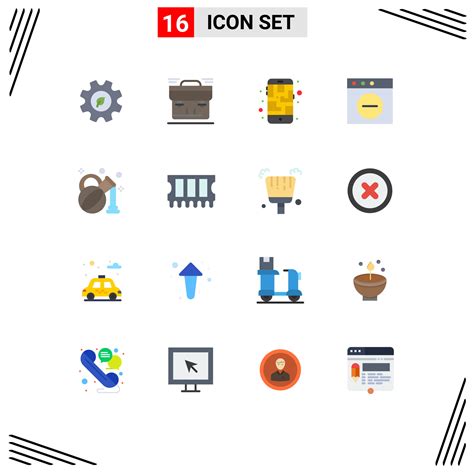 Set Of 16 Vector Flat Colors On Grid For Oil Mac Suitcase Delete Route Editable Pack Of Creative