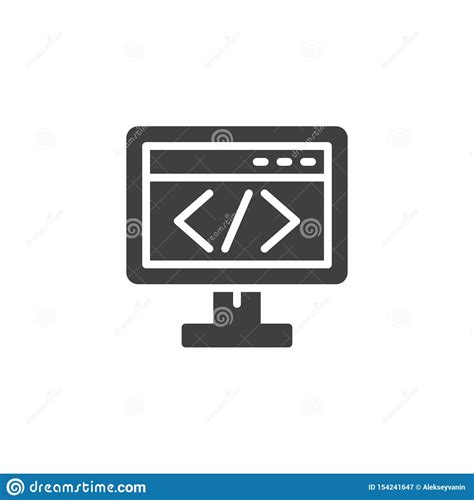 Computer Monitor With Script Code Vector Icon Stock Vector