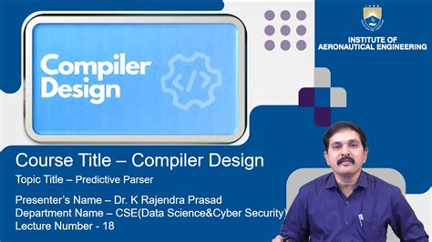 Predictive Parser By Dr K Rajendra Prasad Youtube