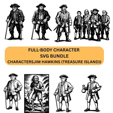 Treasure Island Svg Bundle Jim Hawkins Classic Characters 300 Dpi