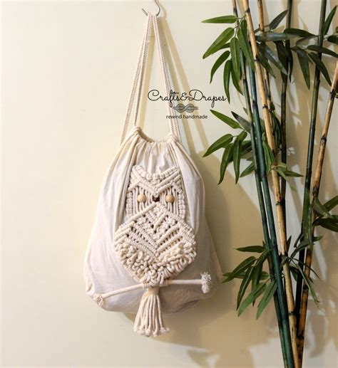 Macrame Backpack Drawstring Bag Macrame Bag Rucksack Bag Etsy