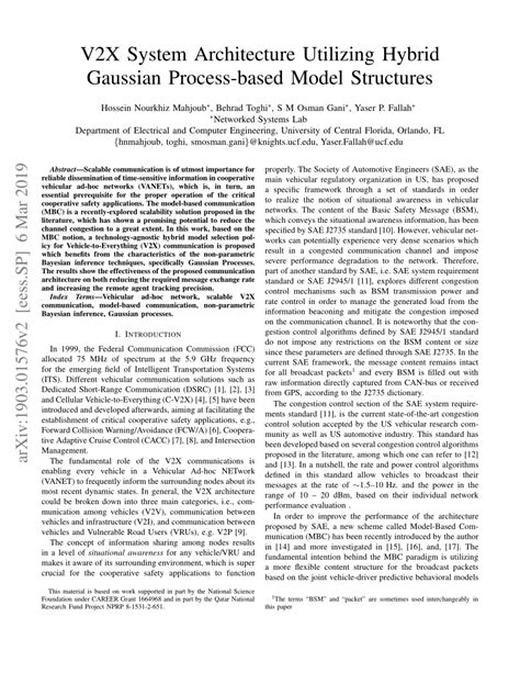 Pdf V2x System Architecture Utilizing Hybrid Gaussian Process Based Model Structures