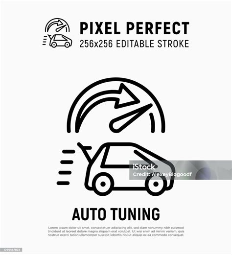자동차 서비스 자동 튜닝 리스타일링 업그레이드 얇은 선 아이콘입니다 픽셀 완벽 편집 가능한 스트로크 벡터 그림입니다 격노한에 대한 스톡 벡터 아트 및 기타 이미지 Istock