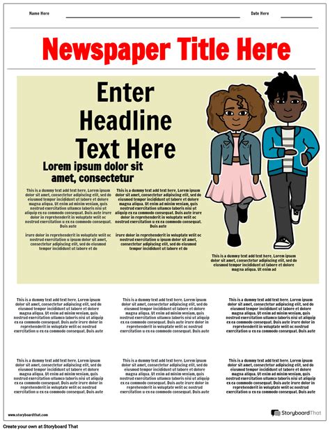 Newspaper Article Template Storyboard Por Templates