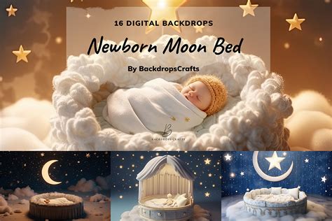 بک گراند تخت خواب نوزاد طرح ماه کد محصول 148771