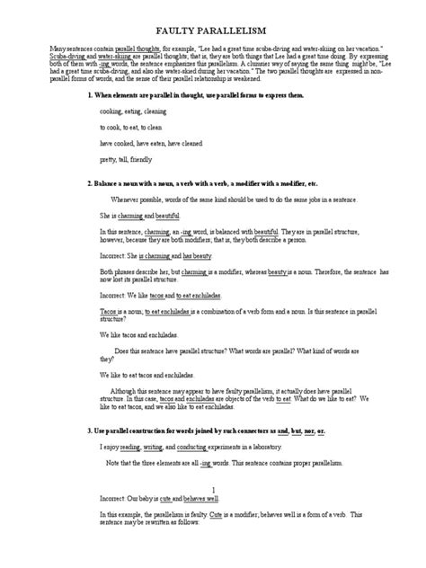 Grammar Faulty Parallelism Pdf Verb Sentence Linguistics