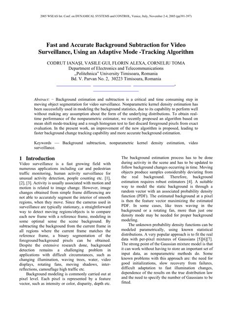 Pdf Fast And Accurate Background Subtraction For Video Surveillance Using An Adaptive Mode
