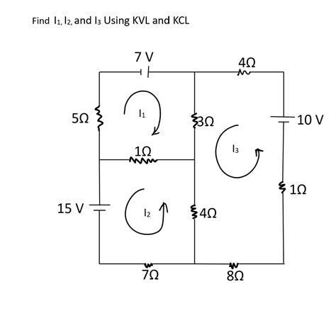 solved find i1 i2 and i3 using kvl and kcl
