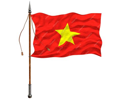 베트남의 국기와 함께 베트남 배경의 국기 프리미엄 사진
