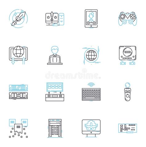 Mobile Technology Linear Icons Set Smartph Tablet App Battery Nerk Camera Gps Line Vector