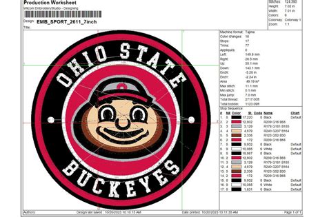 Ncaa Ohio State Buckeyes Round Logo Embroidery Ncaa Ohio State