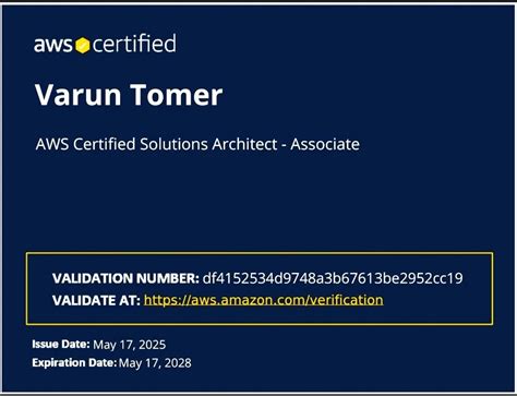 Earned My 𝑨𝑾𝑺 𝑺𝒐𝒍𝒖𝒕𝒊𝒐𝒏𝒔 𝑨𝒓𝒄𝒉𝒊𝒕𝒆𝒄𝒕 𝑨𝒔𝒔𝒐𝒄𝒊𝒂𝒕𝒆 Certification Varun