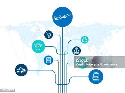 글로벌 물류 네트워크 세계 지도 배경에 글로벌 물류 파트너십 연결을 매핑합니다 디자인에 대한 유사한 세계지도 및 물류 아이콘 Eps 10 공급망에 대한 스톡 벡터 아트 및