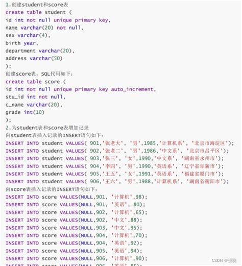 Mysql基础查询操作：学生和成绩数据示例 Csdn博客